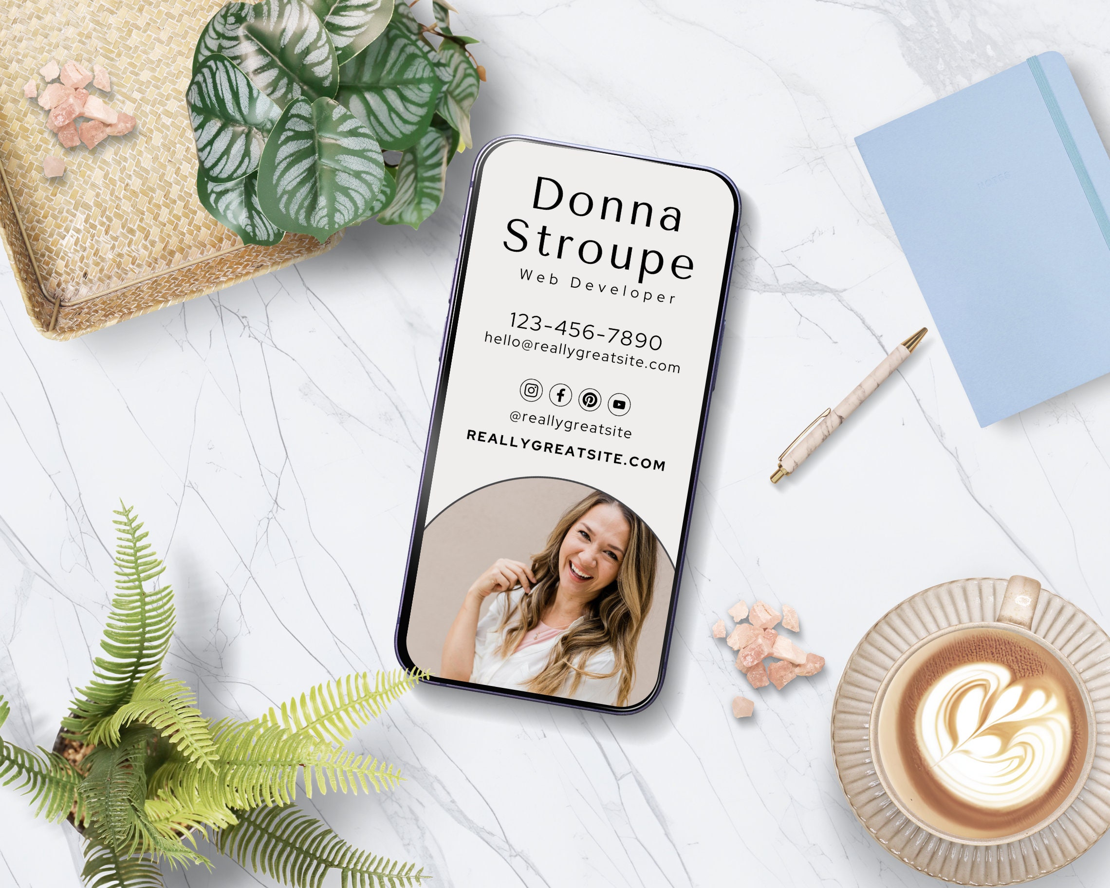 Digital Business Card Template, Canva Template, Business Card Template ...