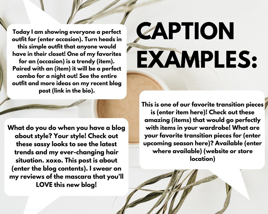 Lifestyle Blogger Social Media Caption Templates Micro | Etsy
