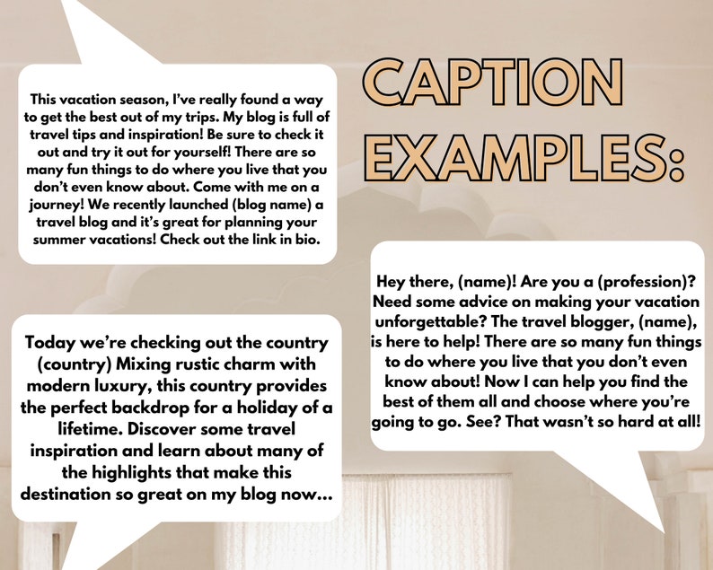 25 Travel Blogger Caption Templates Premade Instagram Prompts Blog ...
