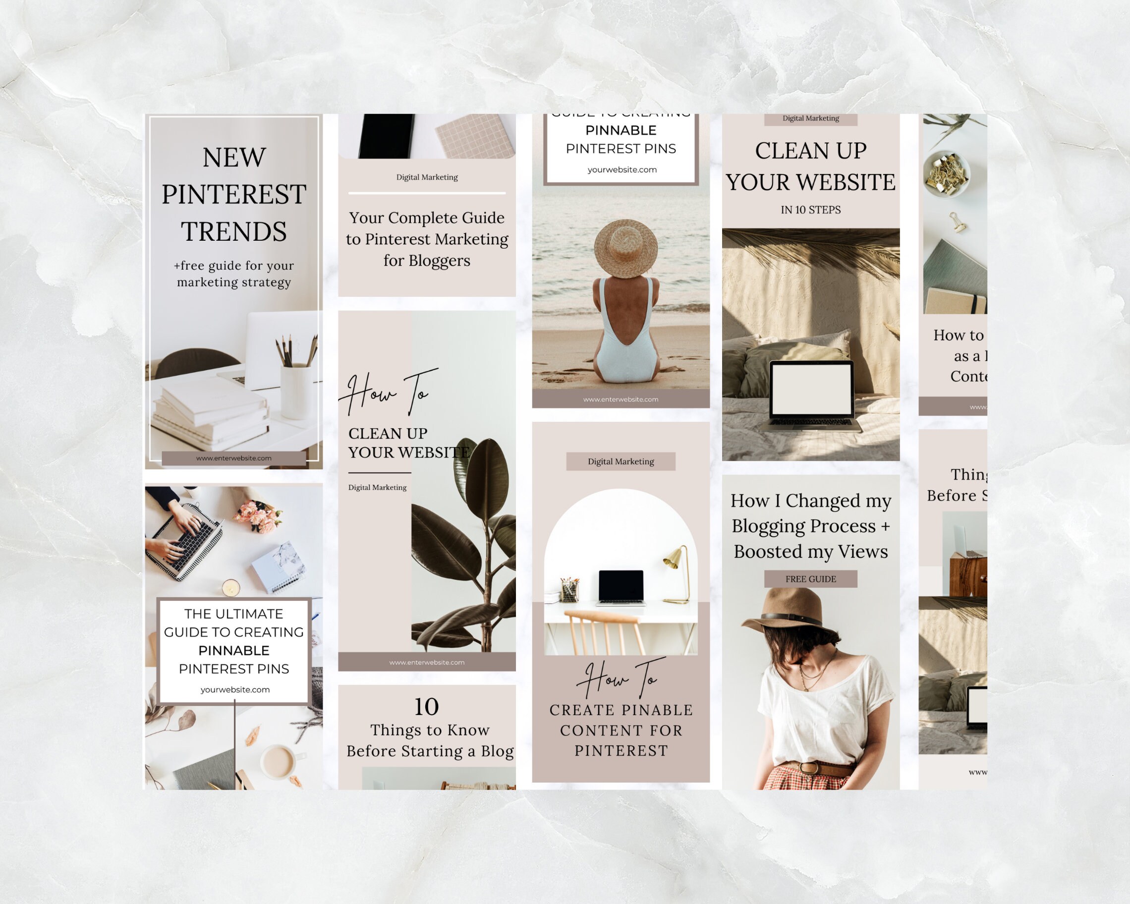 Pinterest Templates for Canva Canva Editable Pin Template Neutral ...