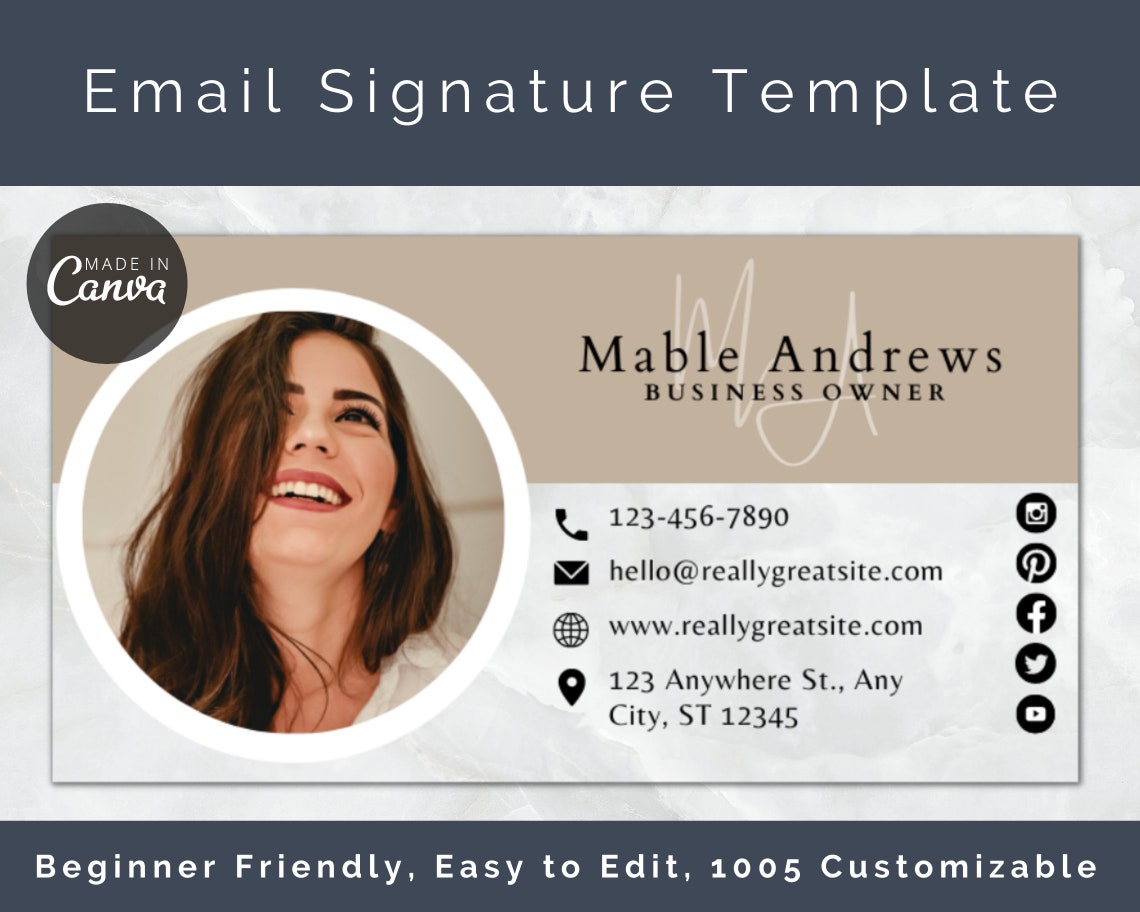 Minimalist Email Signature Template Canva Template - Etsy