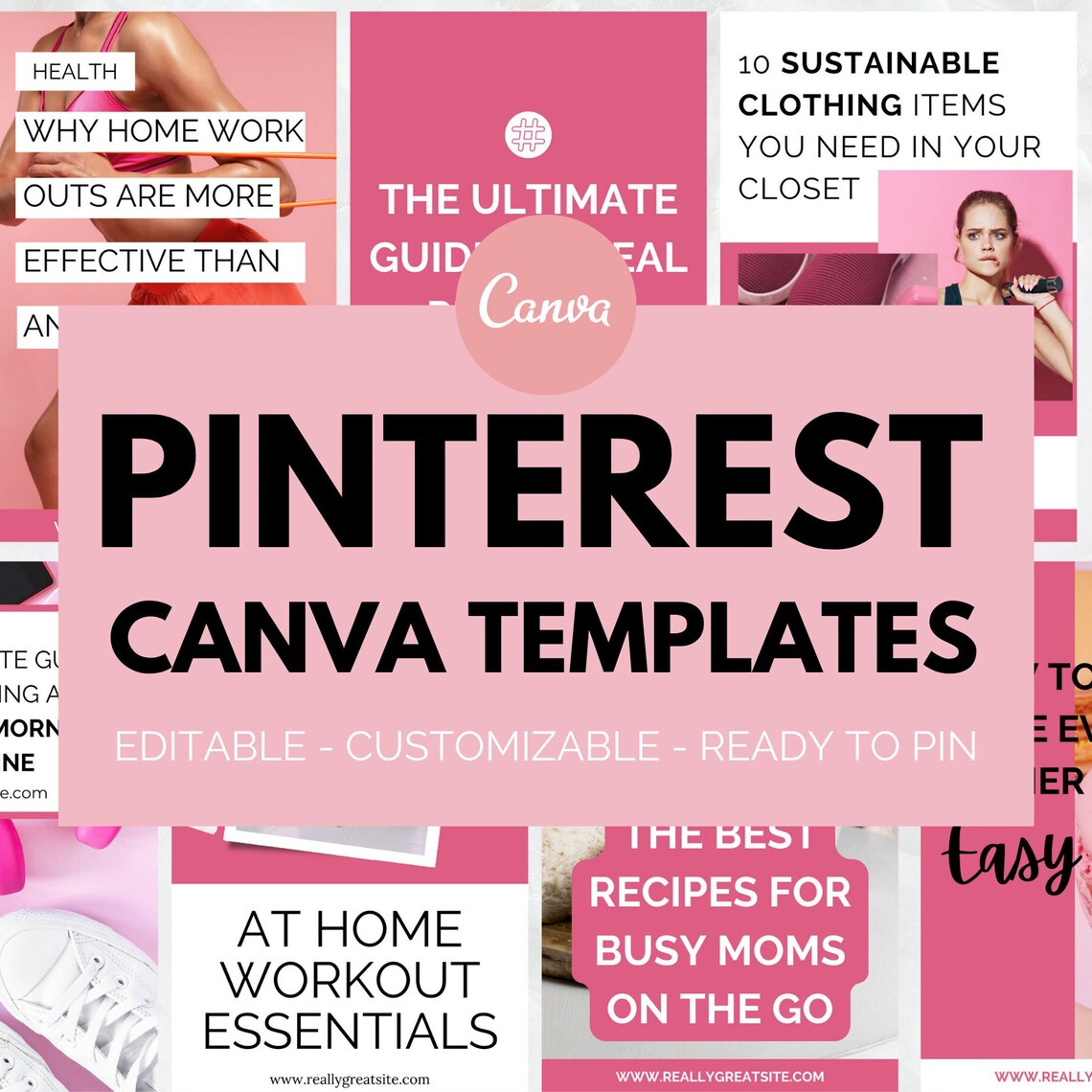 Health Blog Pinterest Templates Canva Templates for Pinterest Marketing ...