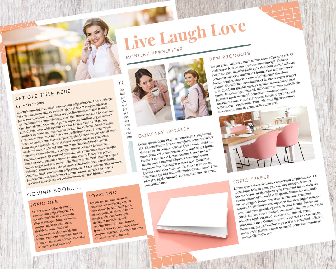 Feminine 2-sided Newsletter Template | Business Canva Template | Email ...