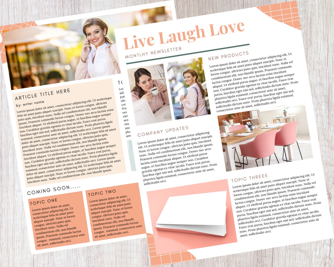 Feminine 2-sided Newsletter Template | Business Canva Template | Email ...
