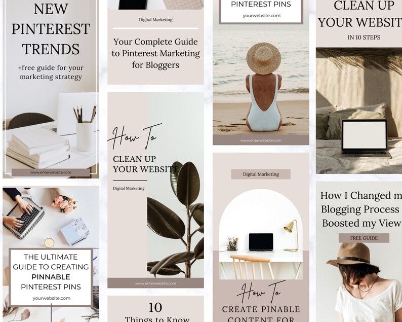 Pinterest Templates for Canva Canva Editable Pin Template Neutral ...
