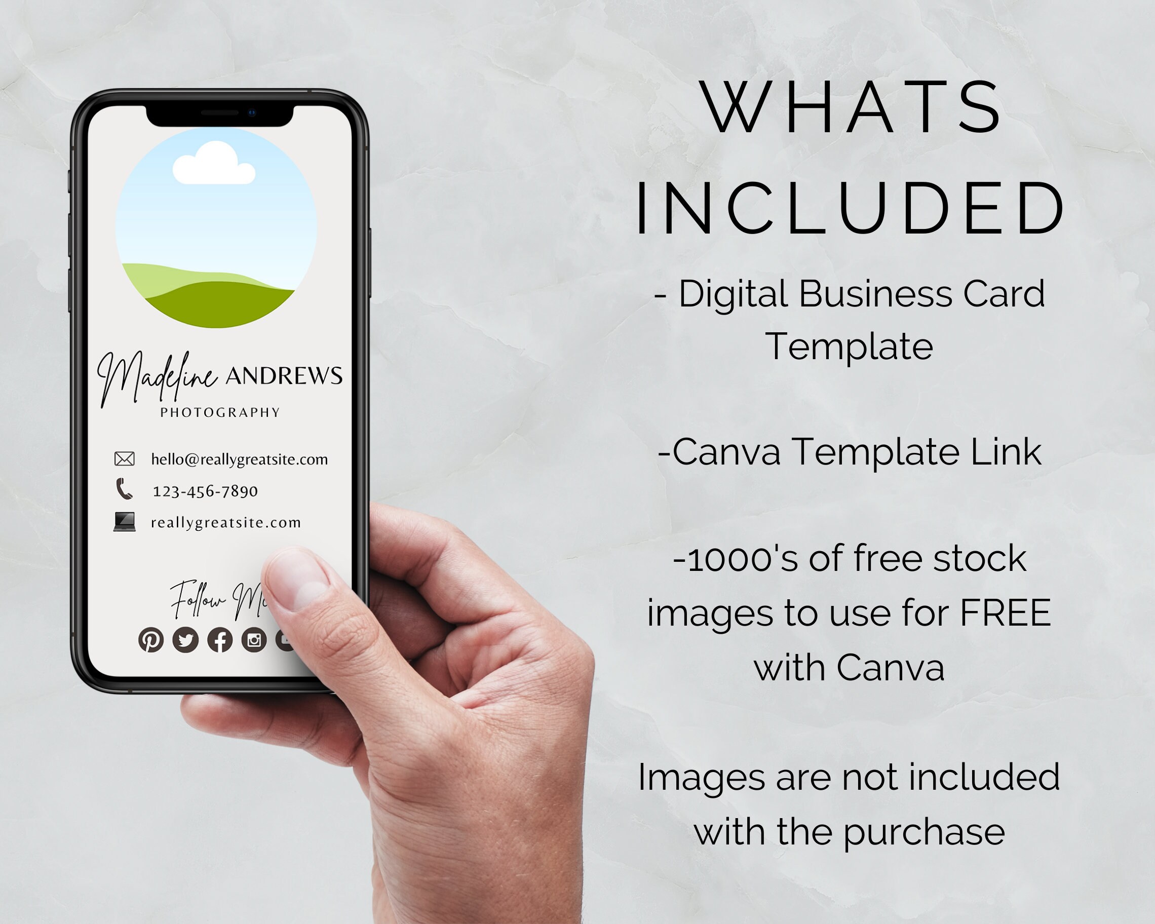 Simple Digital Business Card Template Canva Template Professional ...