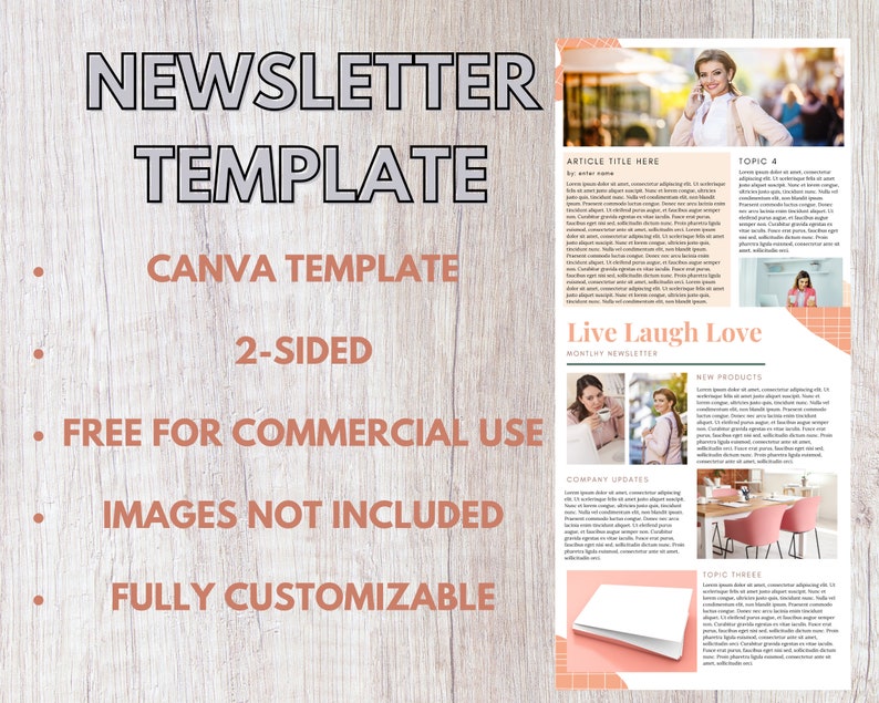 Feminine 2-sided Newsletter Template | Business Canva Template | Email ...