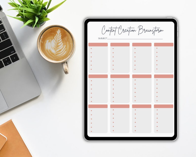 Content Creation Brainstorm Printable Worksheet, Social Media Manager ...