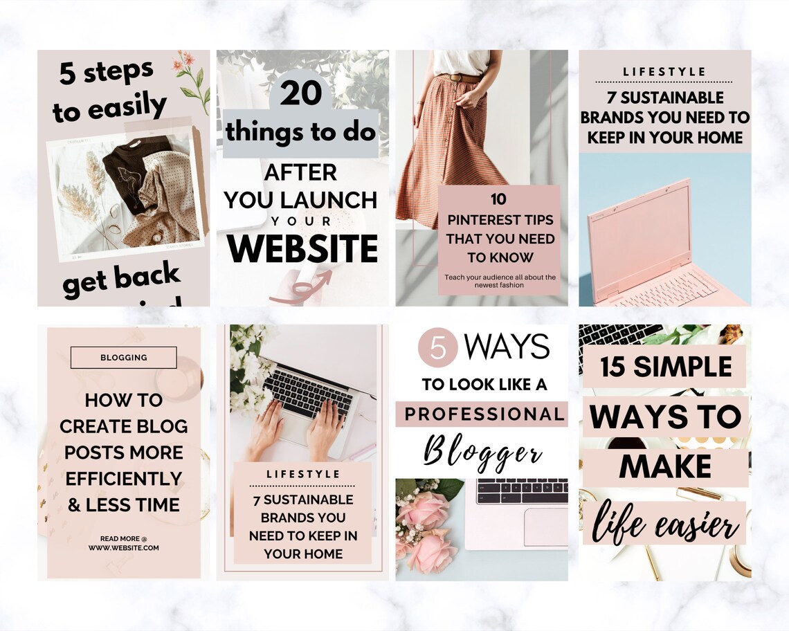 15 Blog Customizable Pinterest Templates Social Media Graphics Canva ...