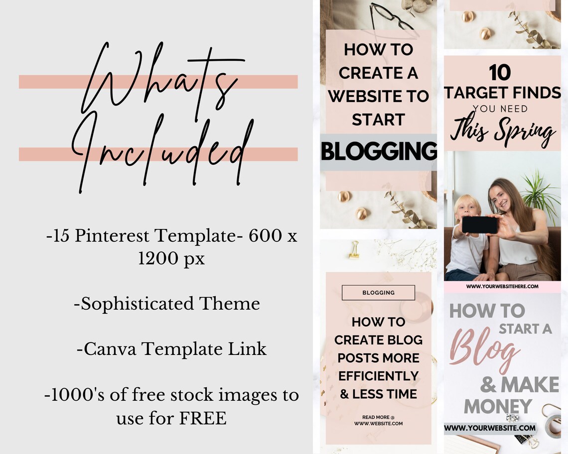 15 Blog Customizable Pinterest Templates Social Media | Etsy