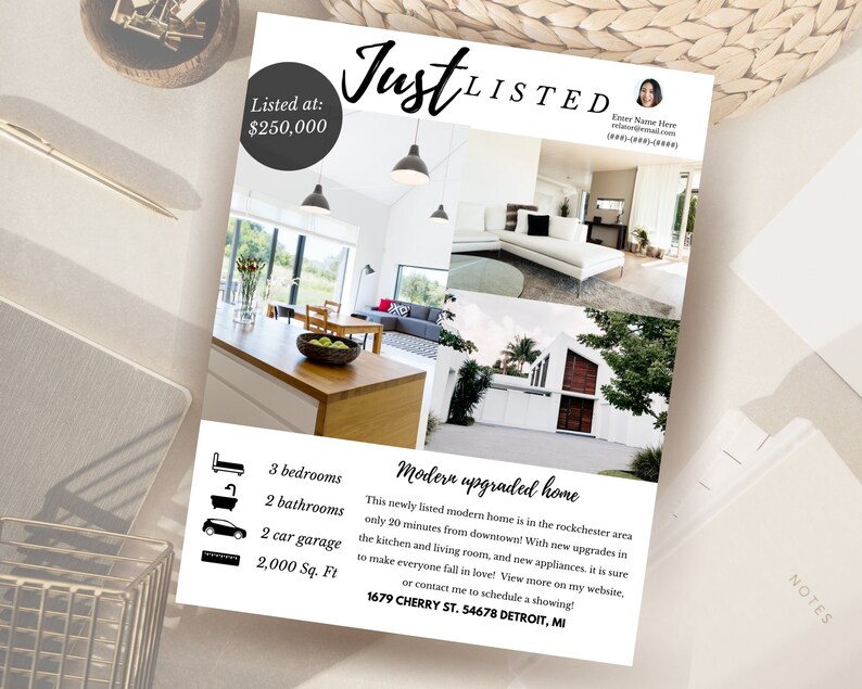 5 Open House Real Estate Flyer, Just Listed Canva Template, Real Estate ...