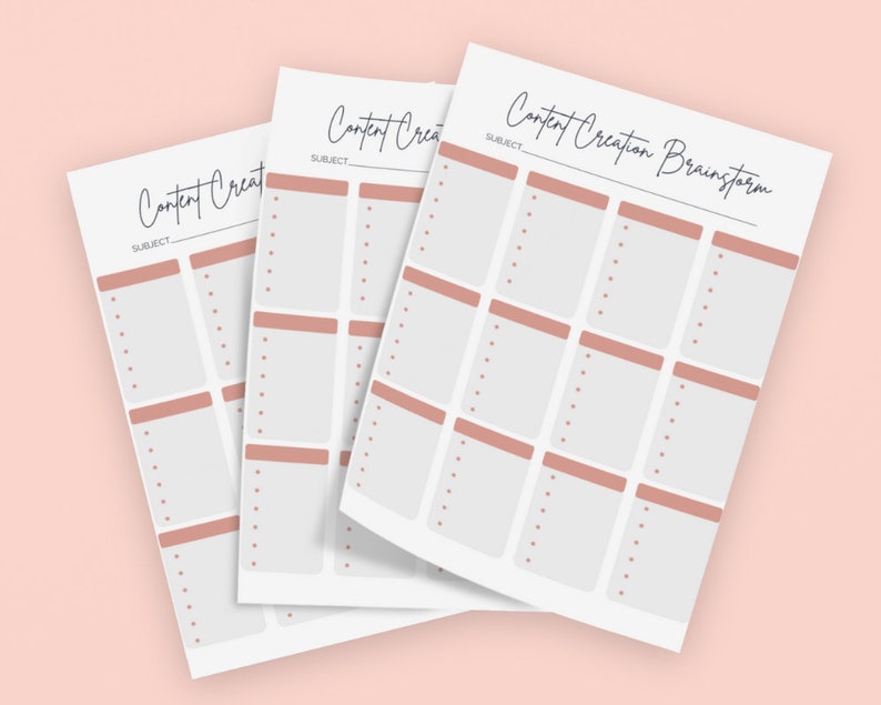 Content Creation Brainstorm Printable Worksheet, Social Media Manager, ,instagram Planner ...