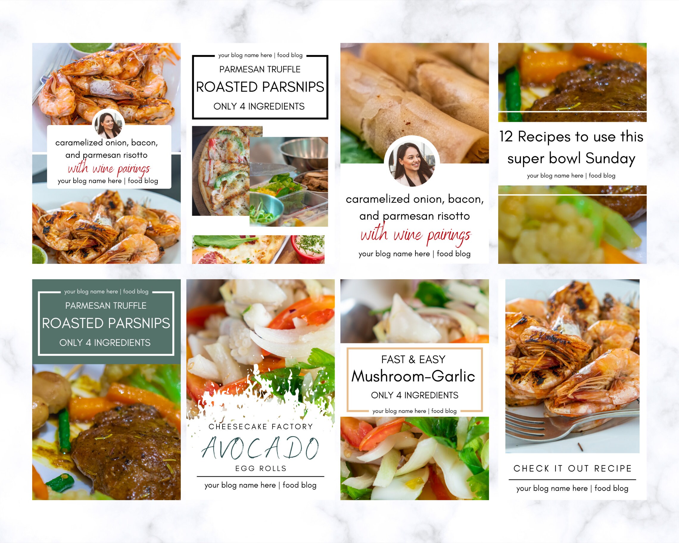 Food Lifestyle Blogger Pinterest Pin Templates Food Blog Canva Template ...