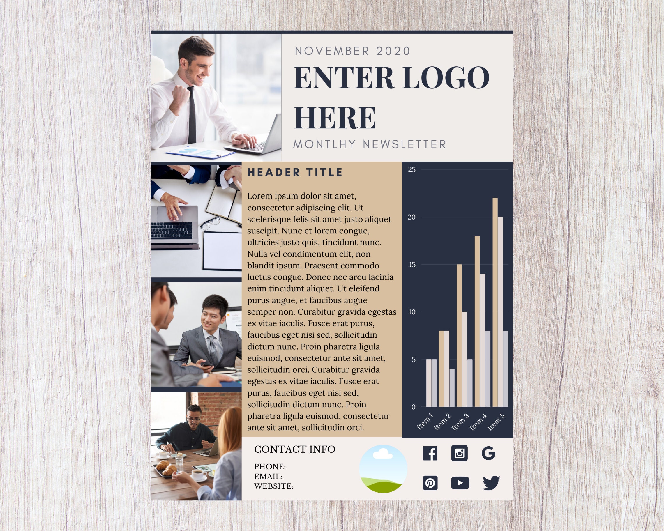 Modern 2-sided Newsletter Template | Business Canva Template | Email ...
