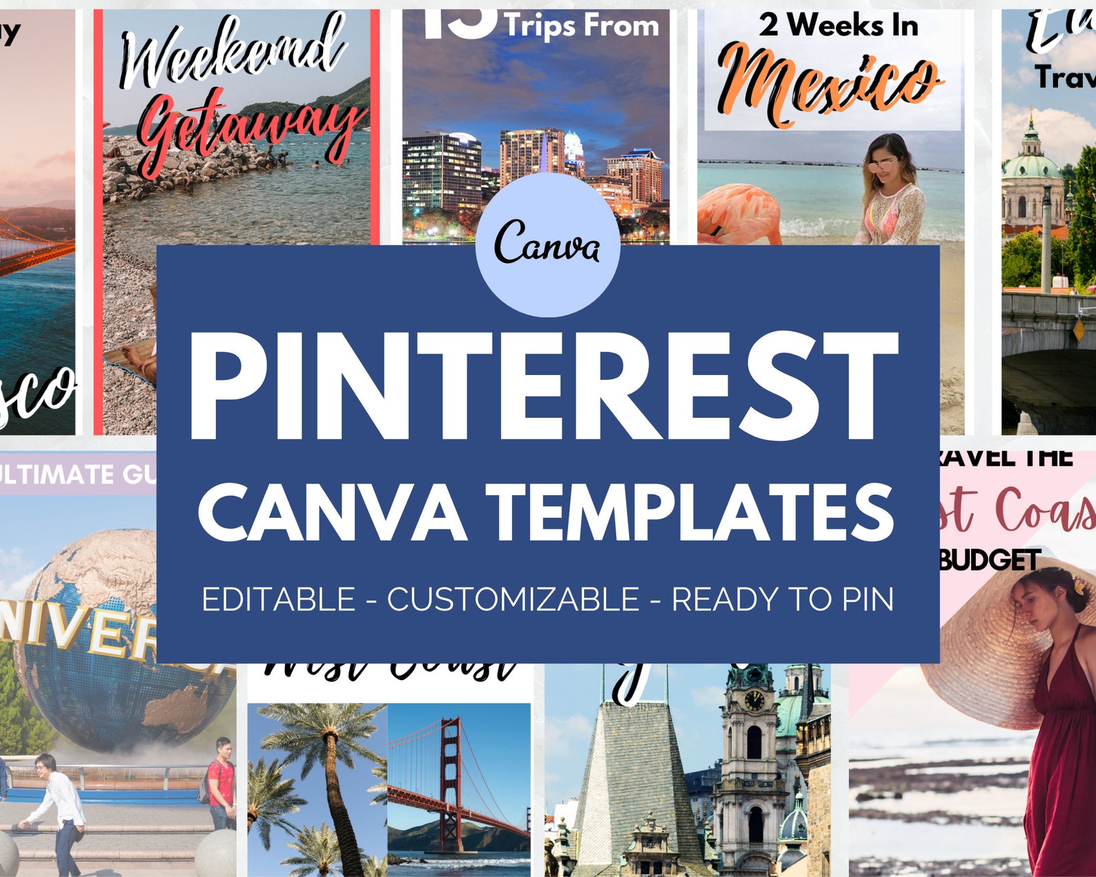 Travel Blog Pinterest Pin Templates Canva Editable Template Lifestyle ...