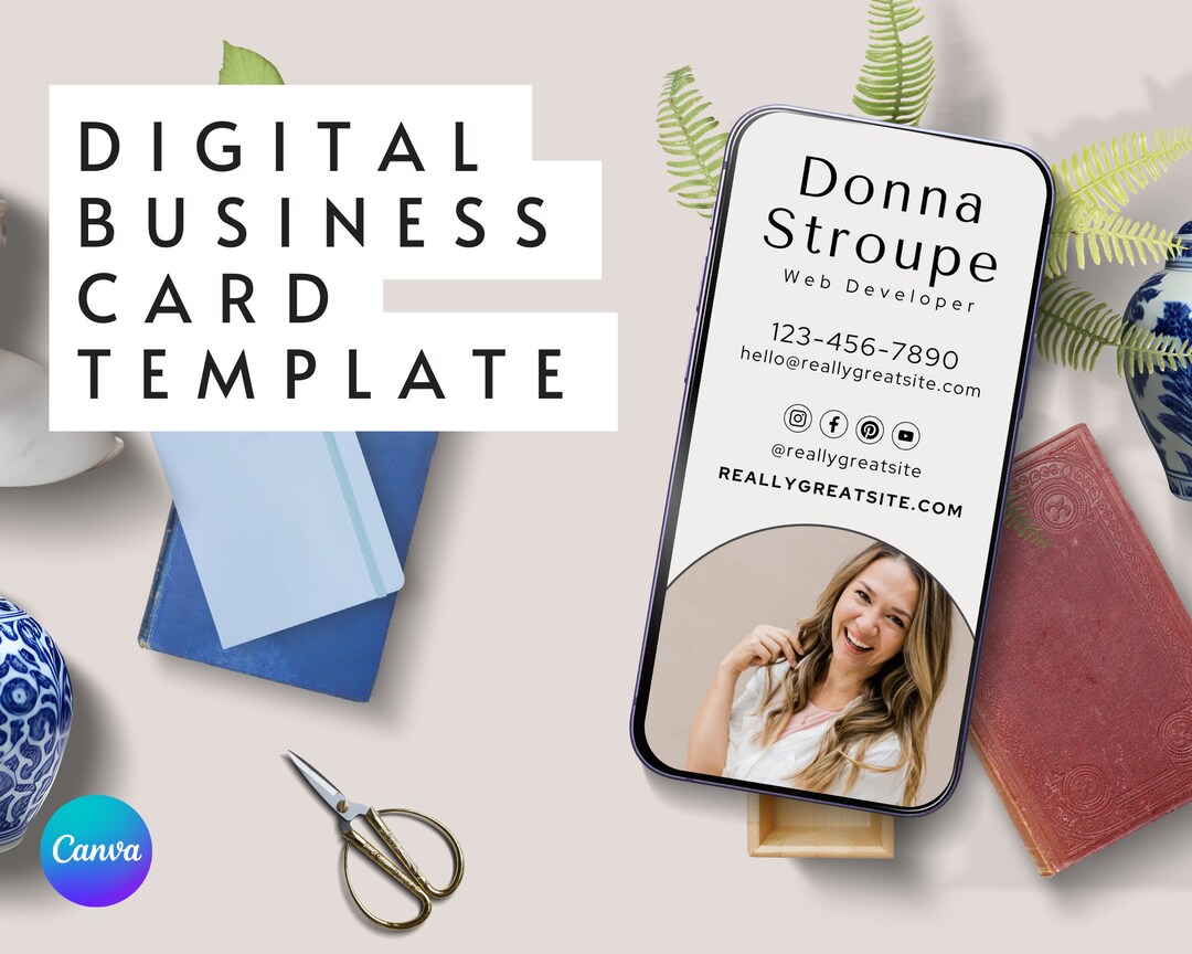 Digital Business Card Template, Canva Template, Business Card Template ...