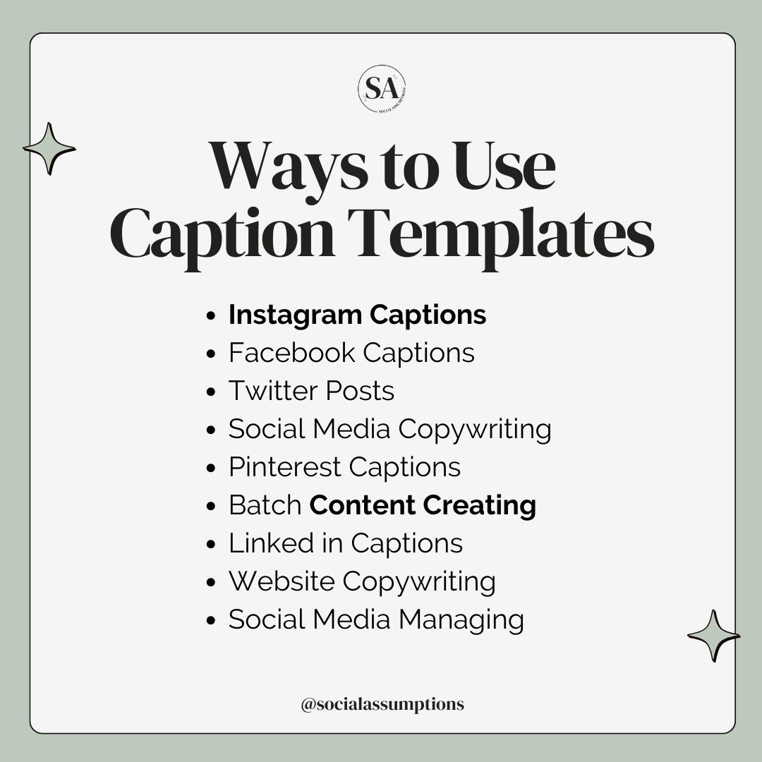 Lifestyle Blogger Social Media Caption Templates. Instagram Captions ...