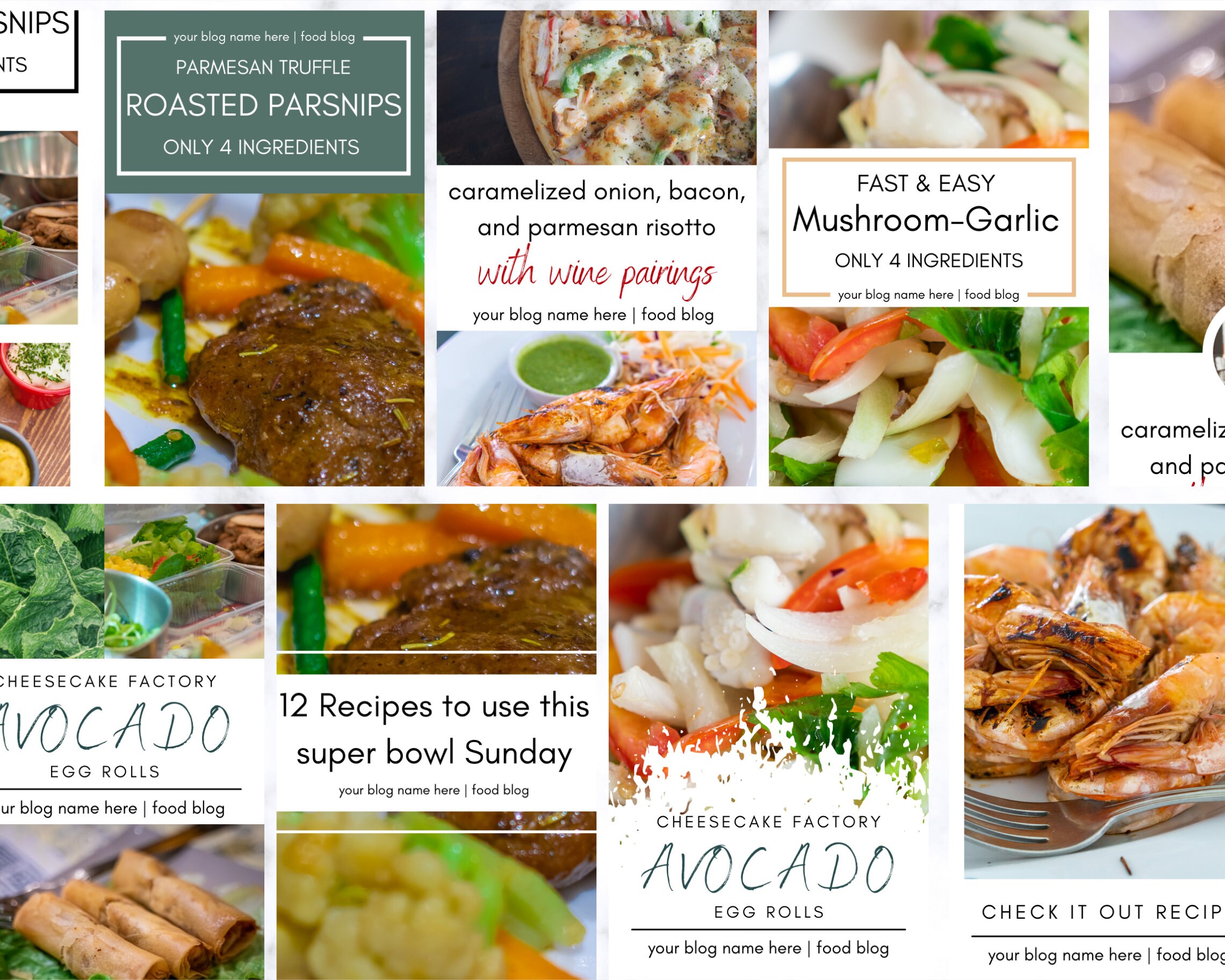 Food Lifestyle Blogger Pinterest Pin Templates Food Blog Canva Template ...