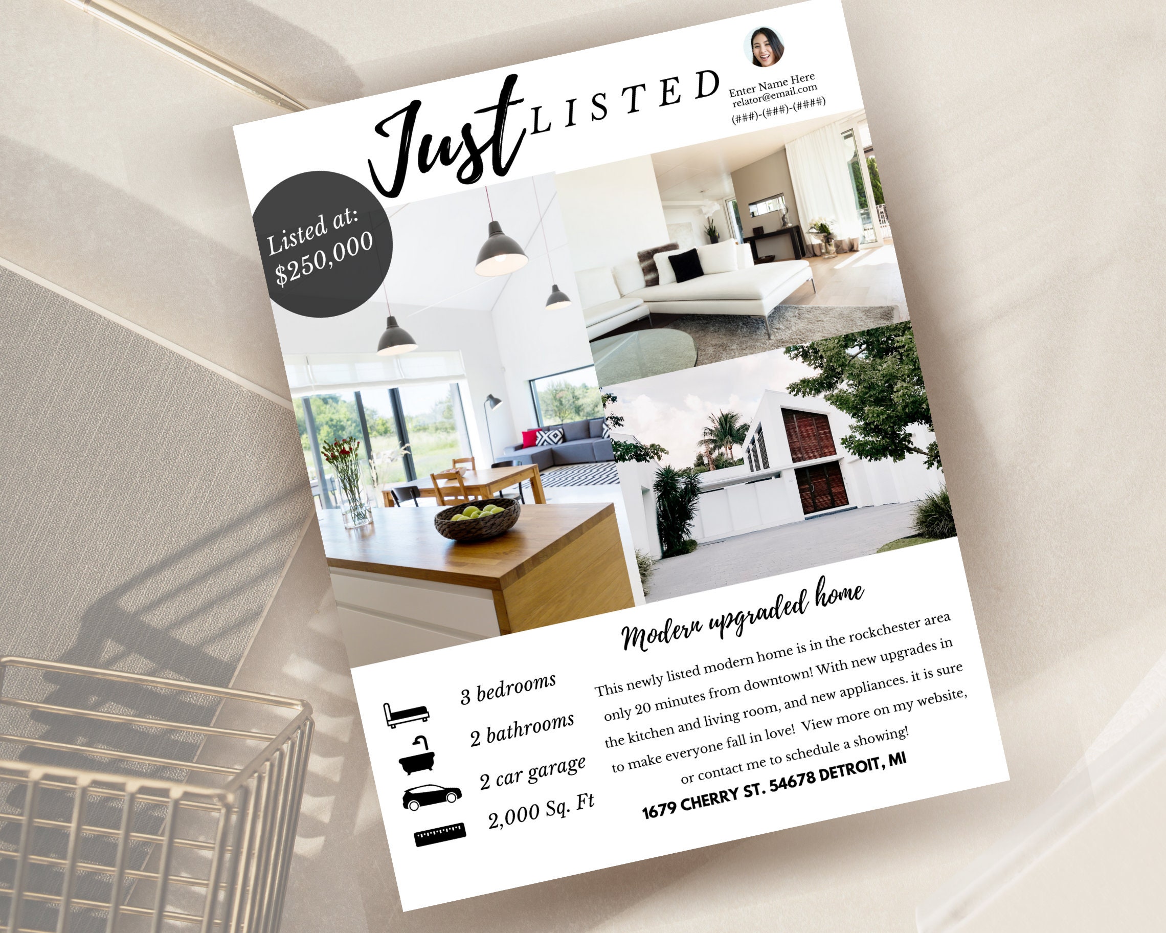 Minimalist Real Estate Just Listed Spring Flyer Template - Etsy