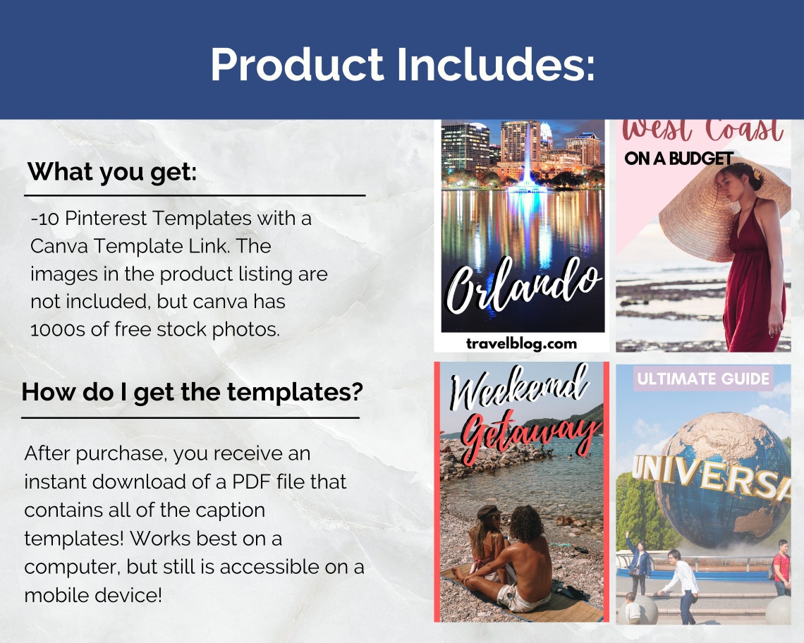 Travel Blog Pinterest Pin Templates Canva Editable Template Lifestyle ...