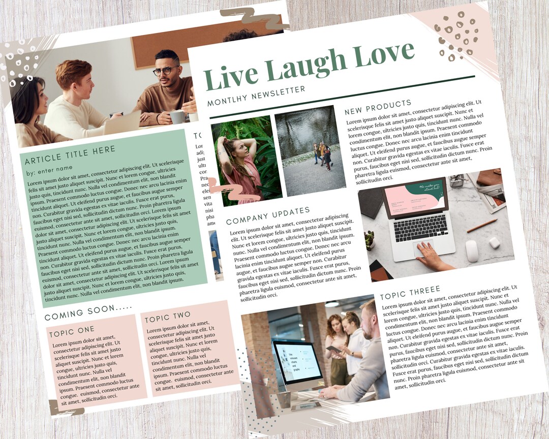 Boho Feminine 2-sided Newsletter Template | Business Canva Template ...