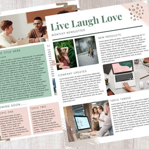 Boho Feminine 2-sided Newsletter Template | Business Canva Template ...