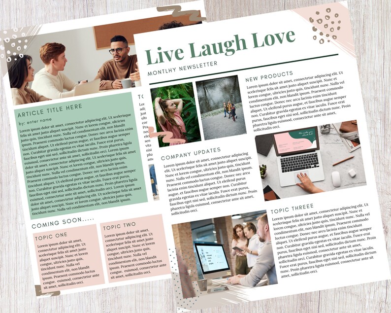 Boho Feminine 2-sided Newsletter Template | Business Canva Template ...