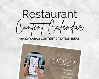 Restaurant Content Calendar Food Social Media Ideas - Etsy