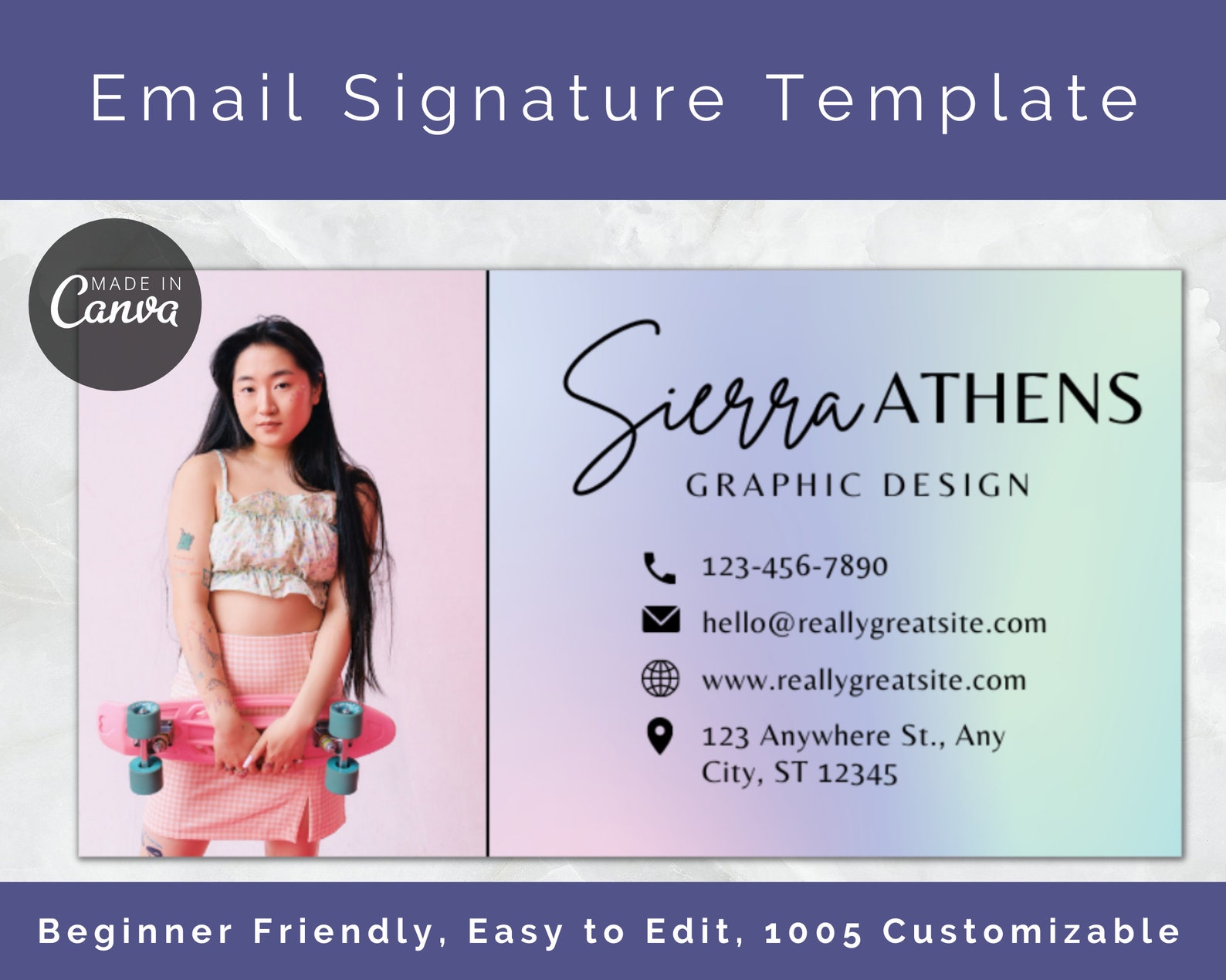 Pastel Gradient Email Signature Template | Canva Template ...