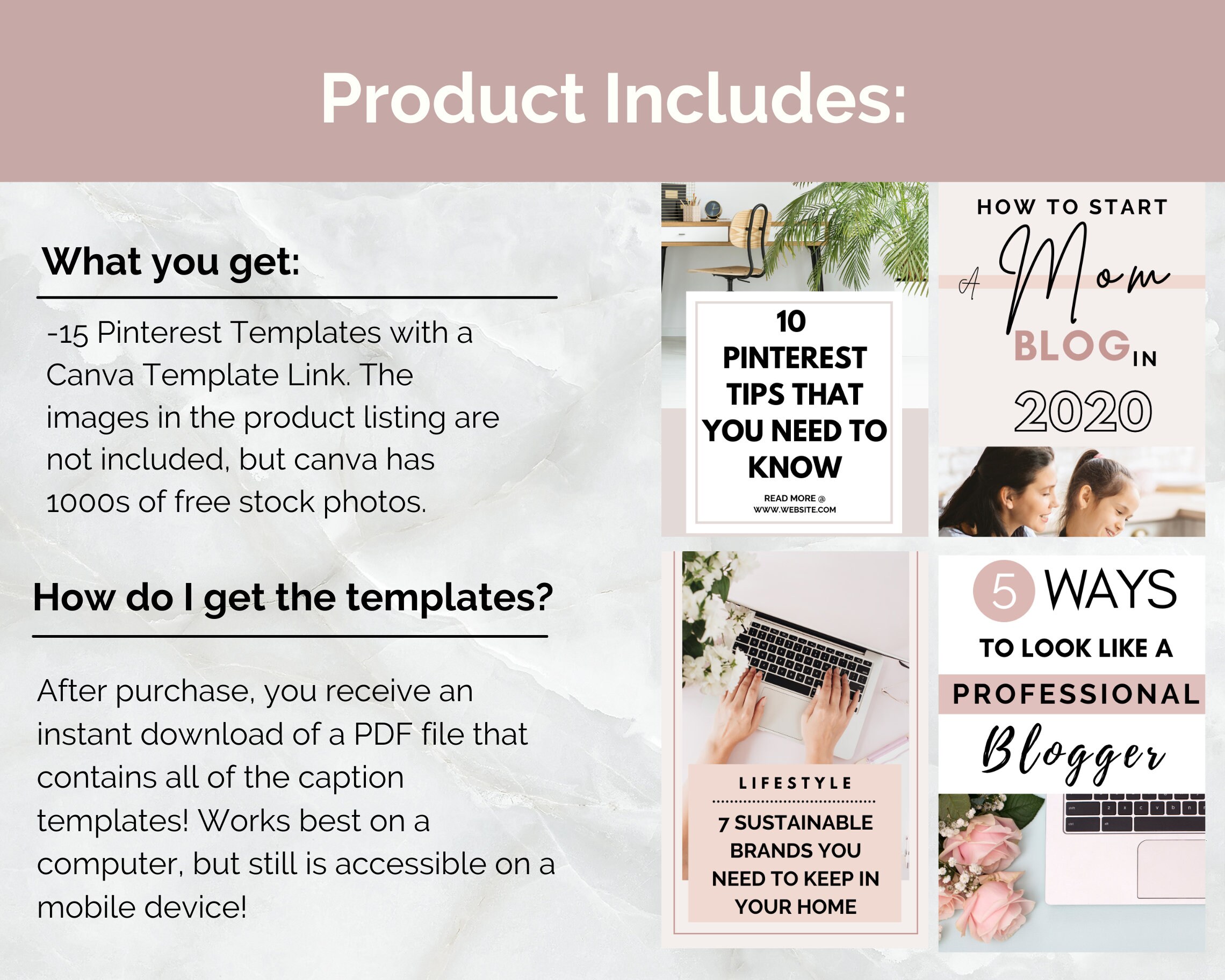 15 Blog Customizable Pinterest Templates Social Media Graphics Canva ...
