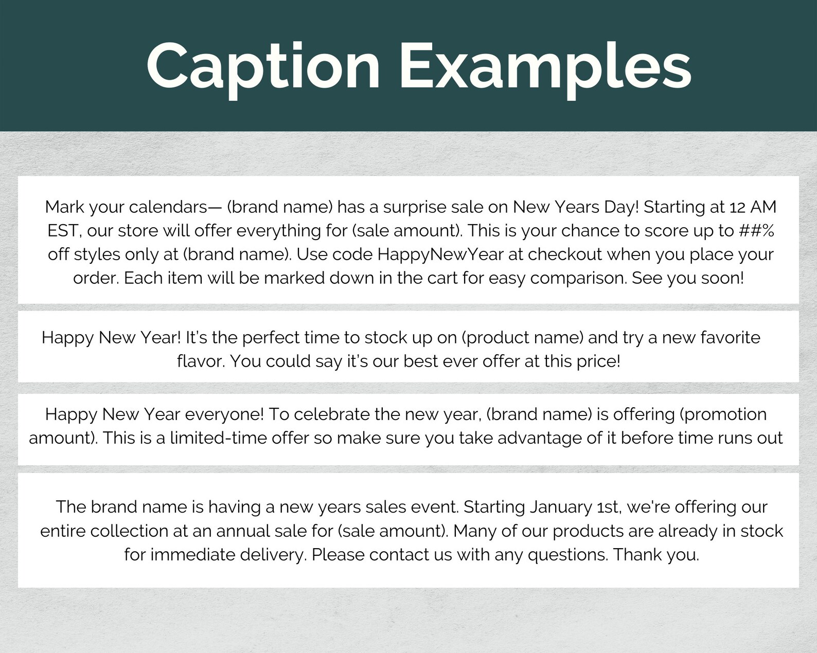 Instagram Caption Templates for New Years Sale Promotion Caption ...