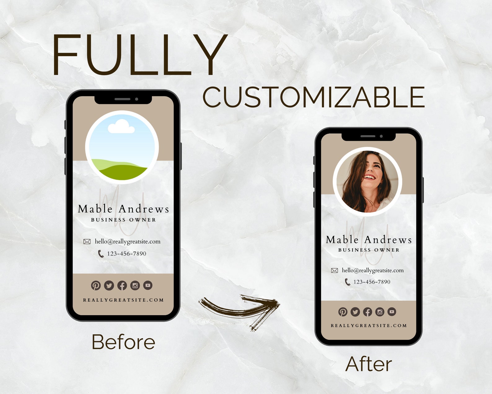 Minimalist Digital Business Card Template Canva Template Professional ...