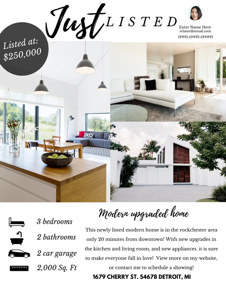 Minimalist Real Estate Just Listed Spring Flyer Template - Etsy