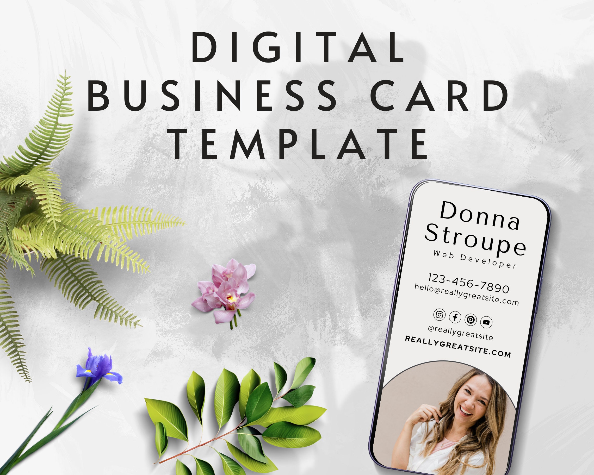 Digital Business Card Template, Canva Template, Business Card Template ...