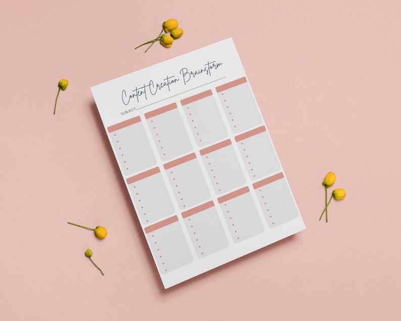Content Creation Brainstorm Printable Worksheet, Social Media Manager, ,instagram Planner ...