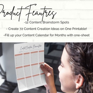 Content Creation Brainstorm Printable Worksheet, Social Media Manager, ,instagram Planner ...