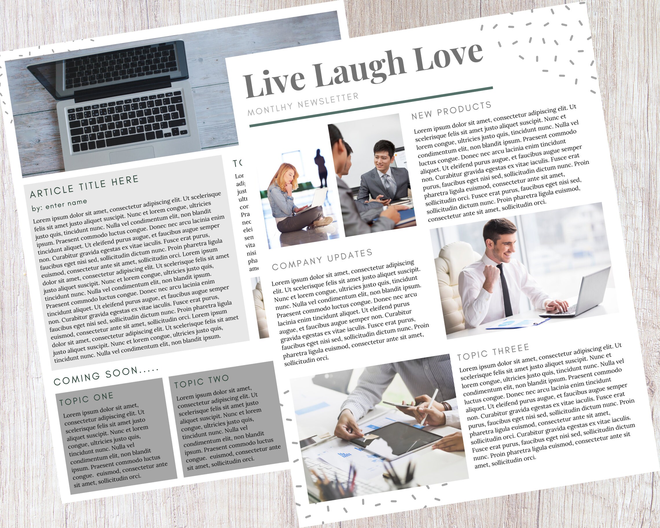 Grey Minimalist 2-sided Newsletter Template | Business Canva Template ...