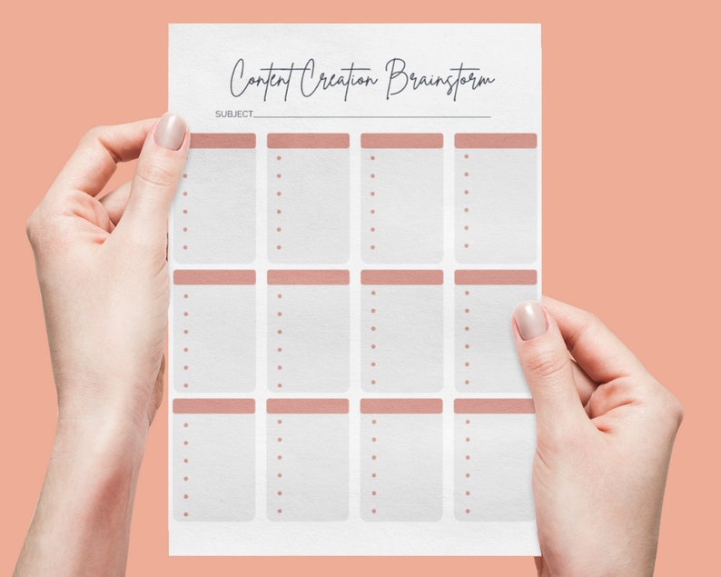 Content Creation Brainstorm Printable Worksheet, Social Media Manager, ,instagram Planner ...