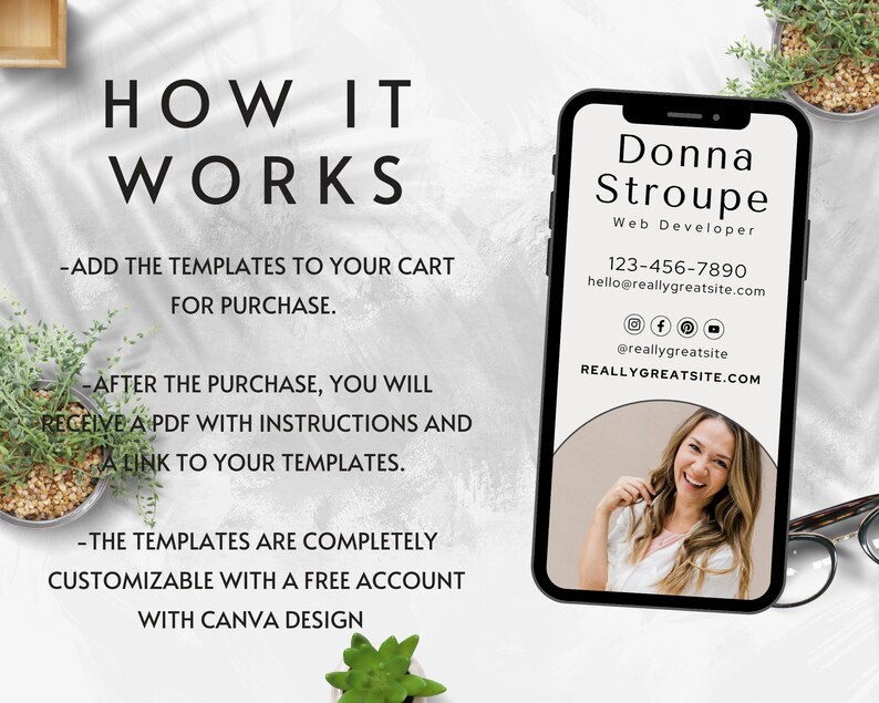 Digital Business Card Template, Canva Template, Business Card Template ...