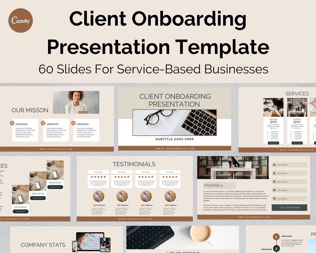 Client Onboarding Presentation Canva Template | Webinar Slider Template ...
