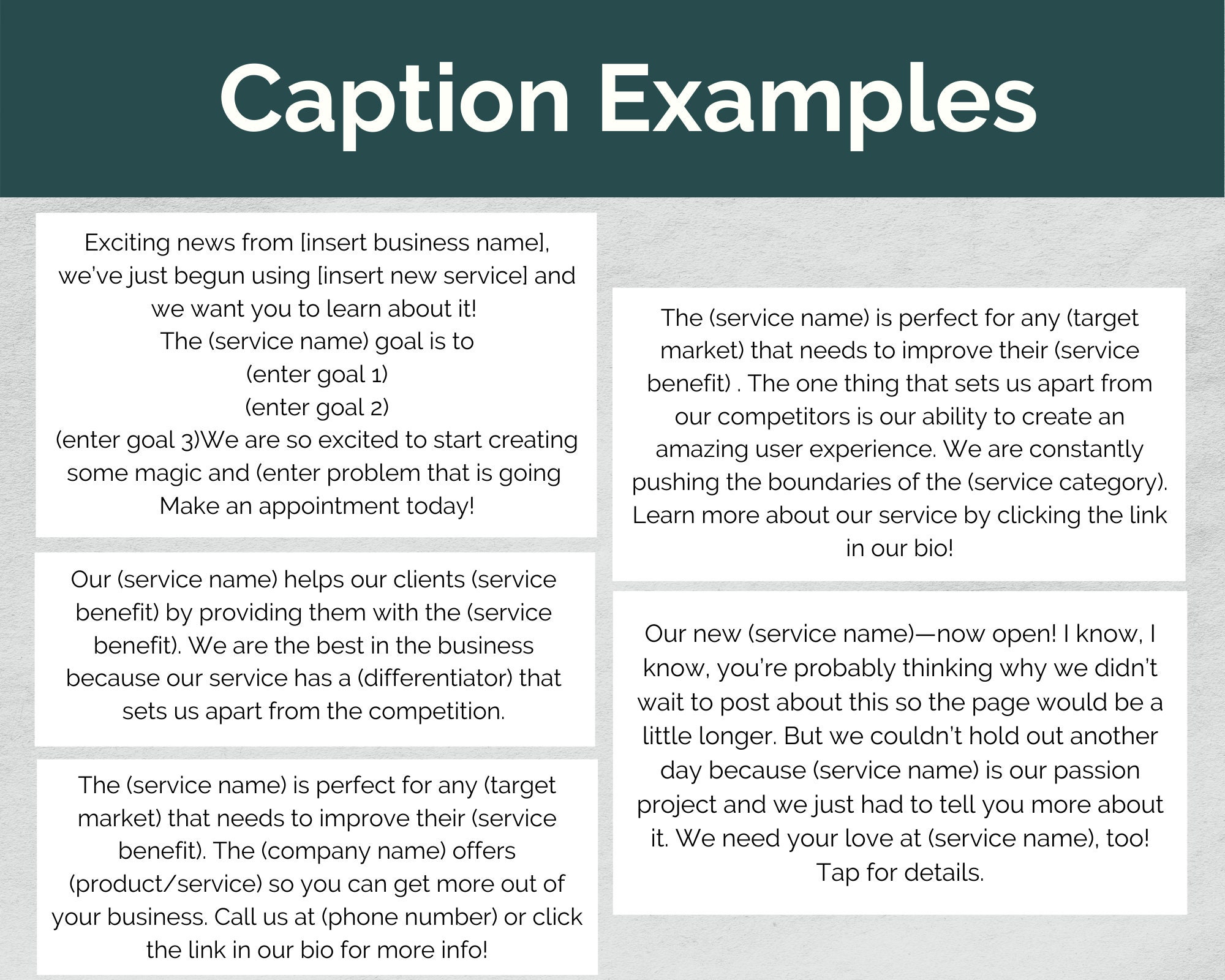 50 Service Business Instagram Caption Templates — Social Assumptions