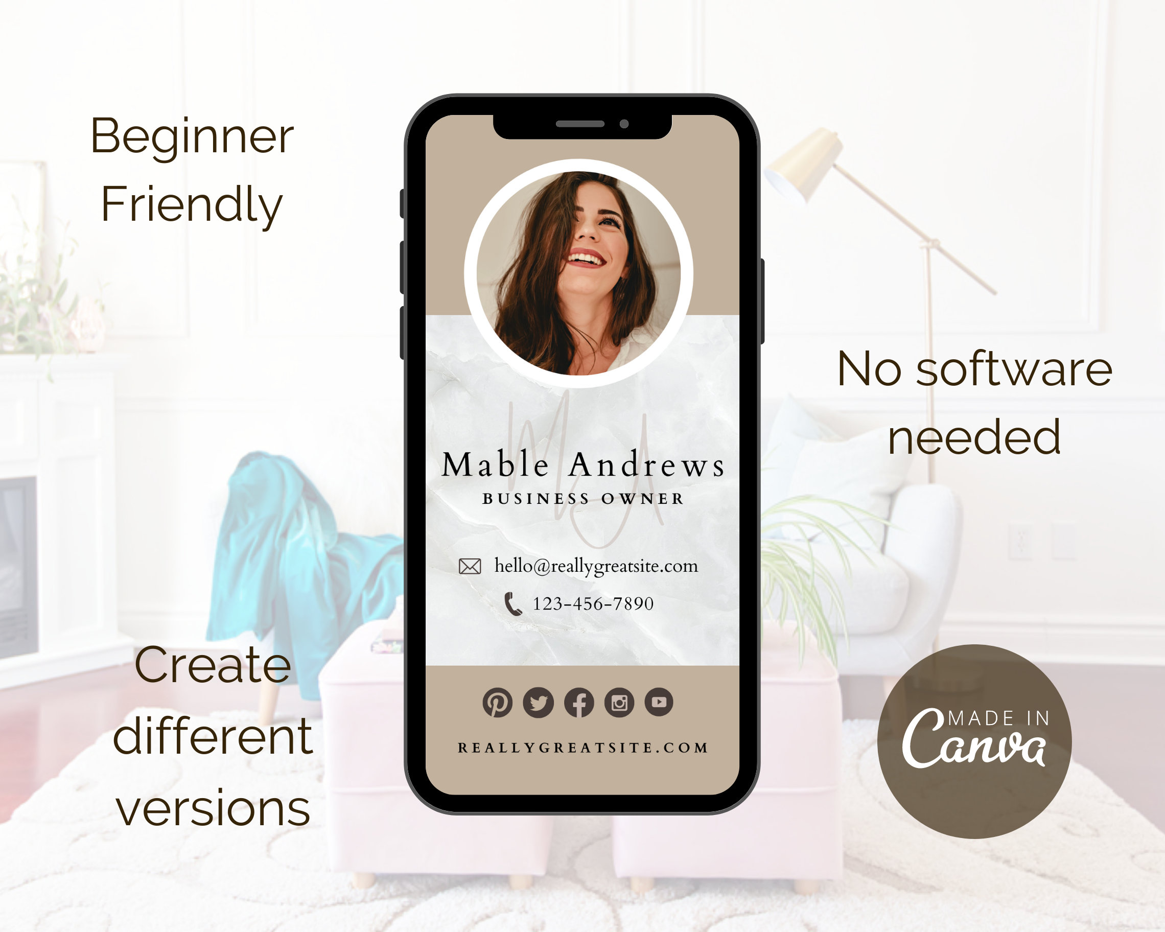 Minimalist Digital Business Card Template Canva Template Professional ...