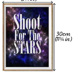 Shoot for the STARS Digital Print // Space Art // Motivational Quote - Etsy