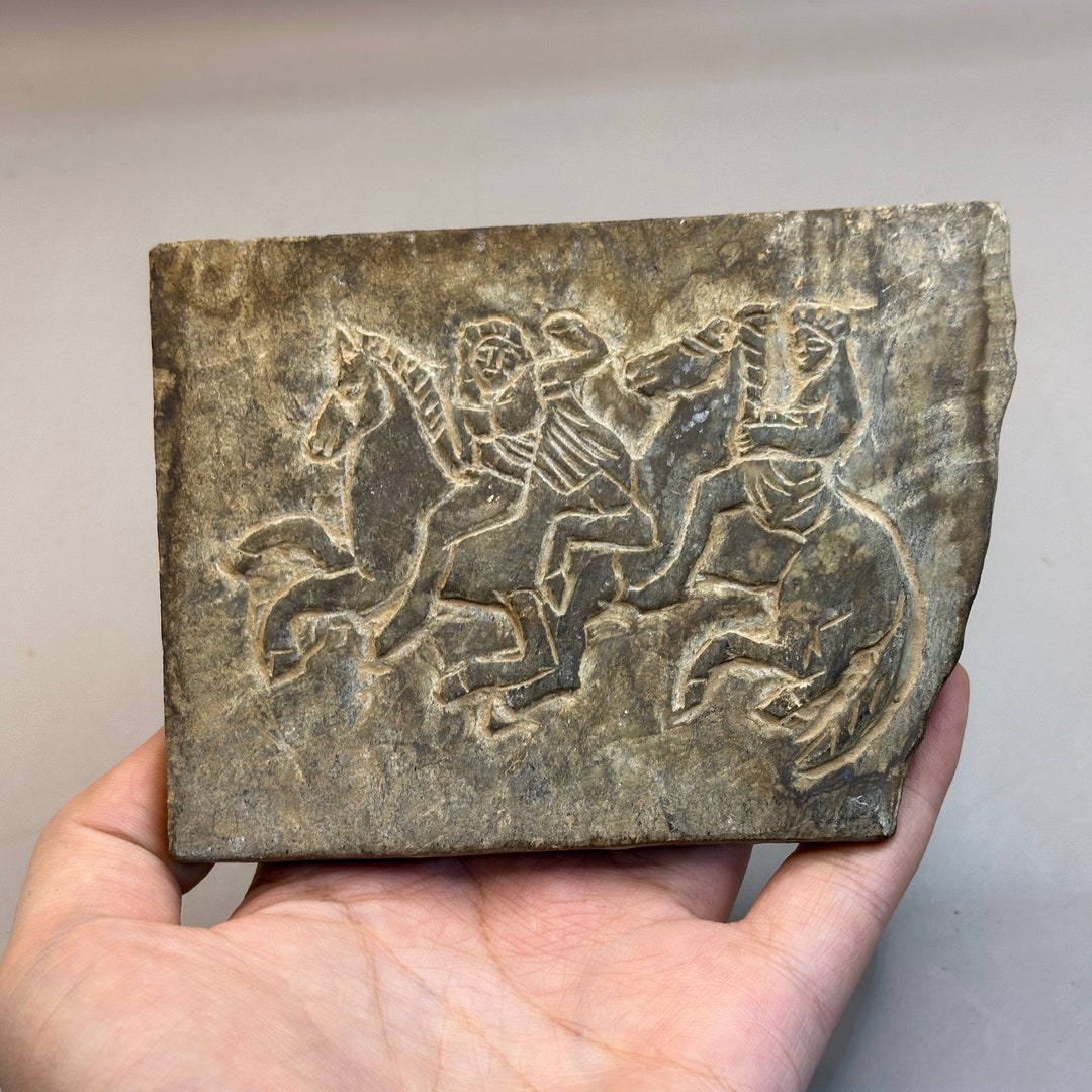 Rare Ancient Roman War Scene Stone Tablet With King on Horse - C. 1st ...