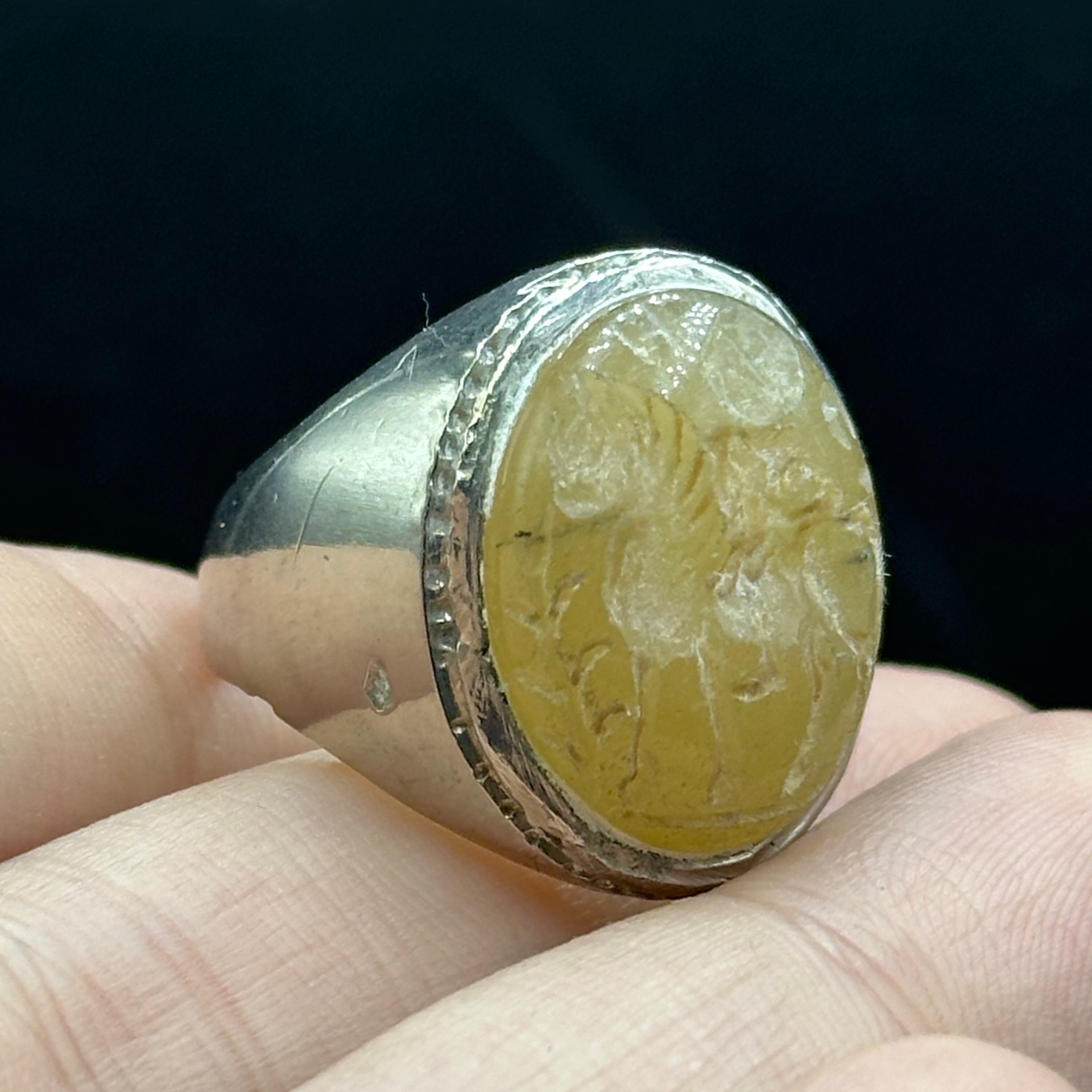 Rare Ancient Roman King on Horse Intaglio Brass Silver Plated Ring E - Etsy