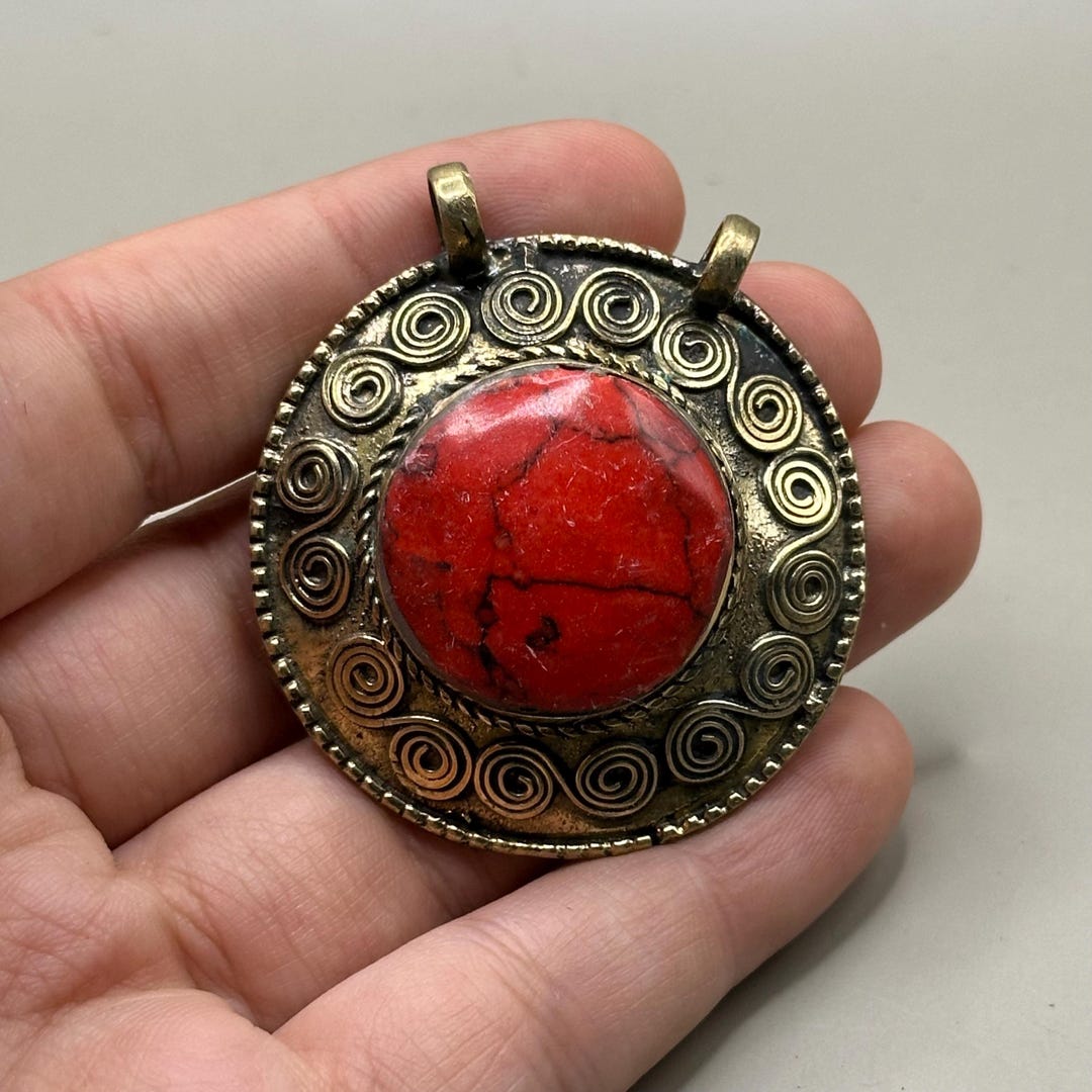 Lovely Ancient Medieval Style Hand Made Vintage Pendant With Stone - Etsy