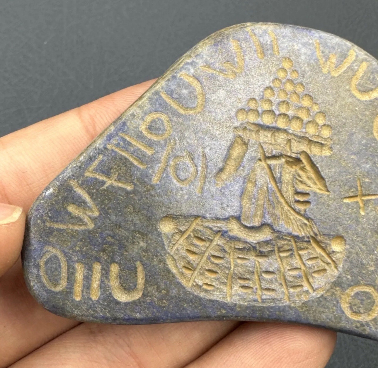 Rare Greco Roman King Head Intaglio With Roman Greek Writing Lapis ...