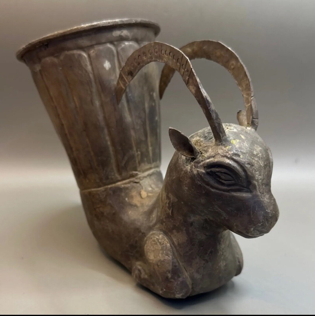 Ancient Near Eastern Parthian Silver Rhyton With Animal Forepart Circa ...