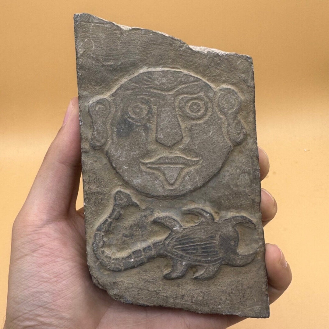 Very Rare Unique Ancient Sumerian Stone Tablet With Face and Scorpion ...