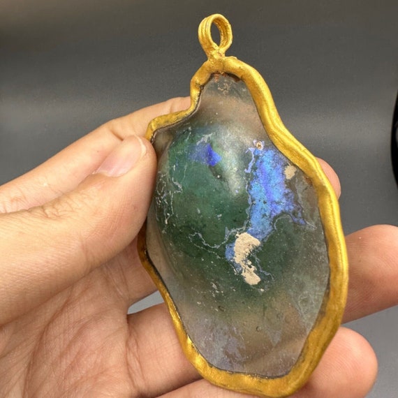 Very Rare Ancient Roman Glass Gold Gilded Large Penda… - Gem